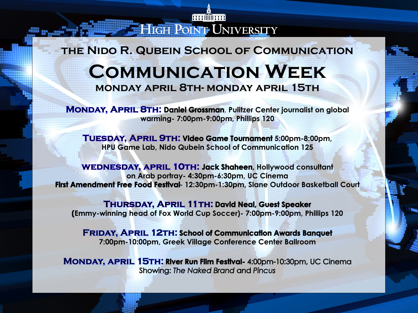 Communication Week April 8-15 | High Point University | High Point, NC