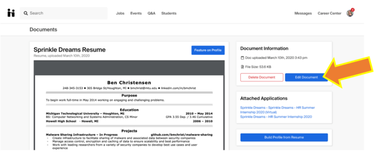 Handshake Resumes | Career & Professional Development | High Point ...
