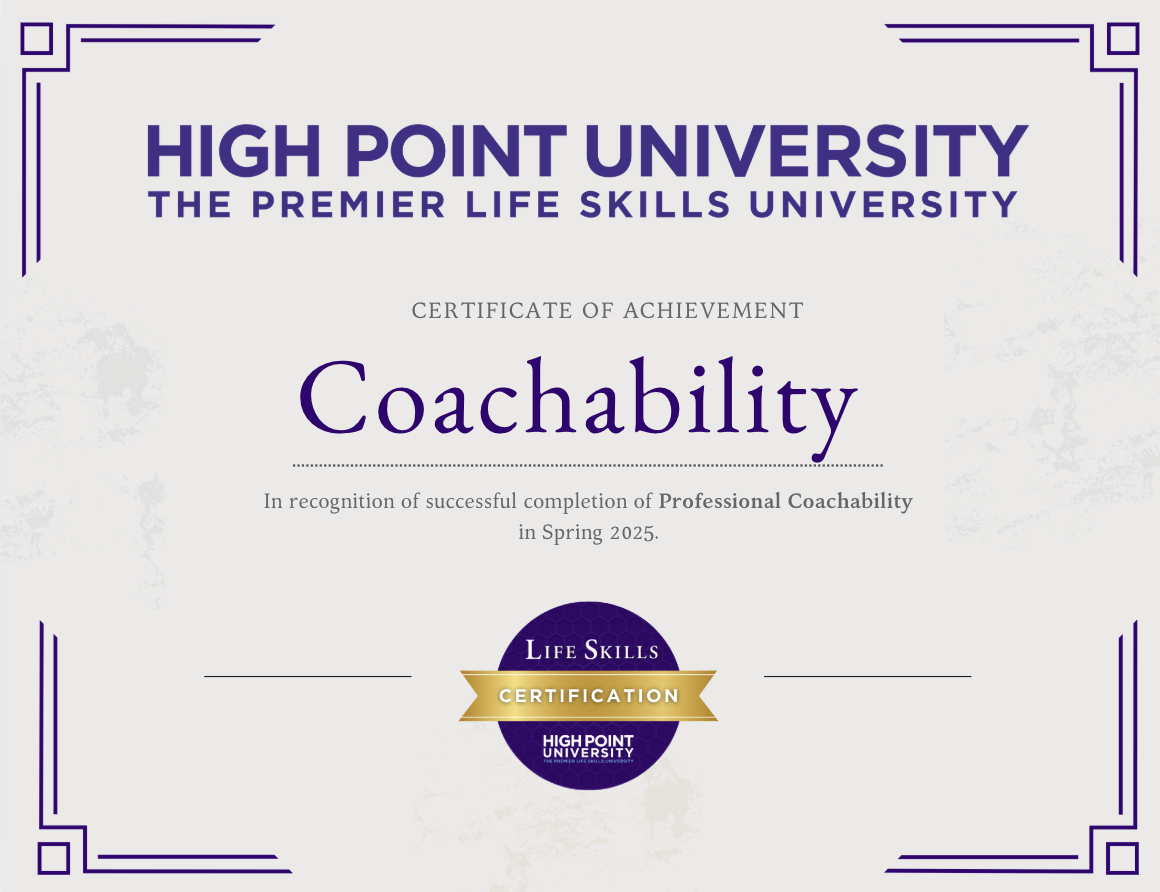 Life Skills Credentials | Certifications | Credentials | High Point University