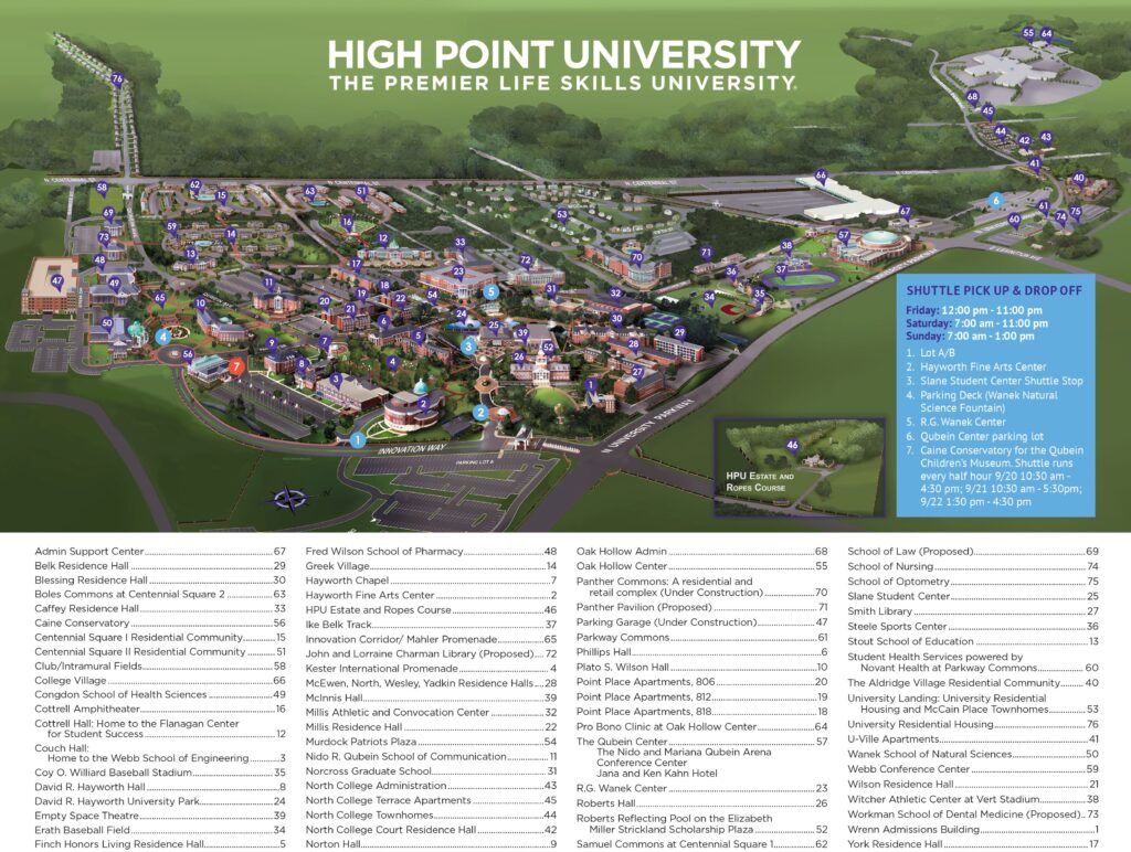 Parking and Shuttles | Family Weekend | High Point University