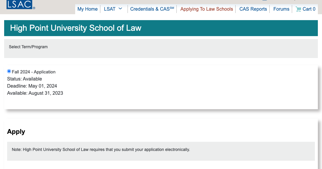 LSAC Application Instructions | Law School | High Point University