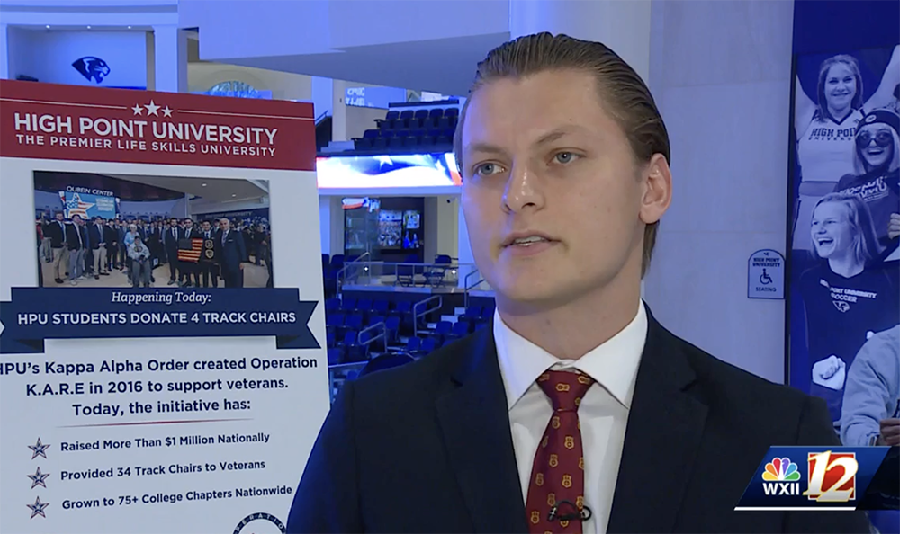 WXII: HPU Fraternity Presents Wounded Veterans With Track Chairs | High ...