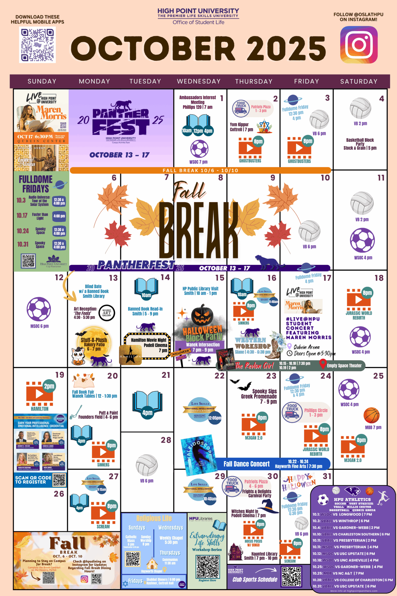 Monthly Student Events Calendar | Student Life | High Point University