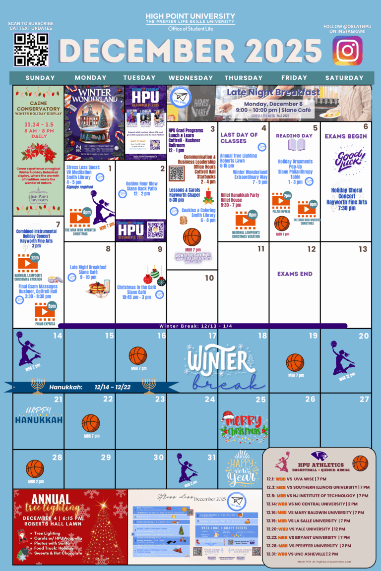 Monthly Student Events Calendar | Student Life | High Point University