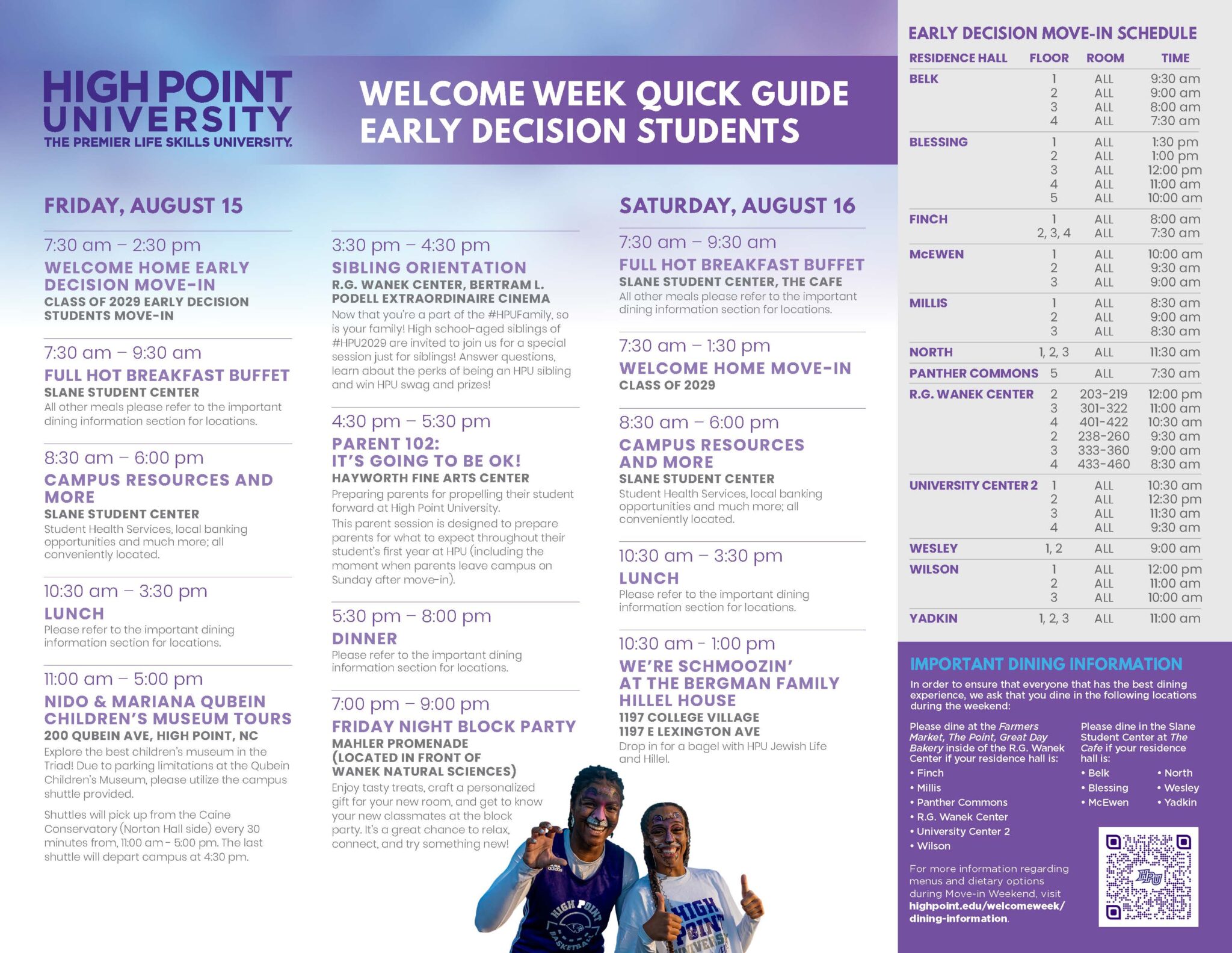 Move|In Weekend Quick Guide | HPU Welcome Week | High Point University